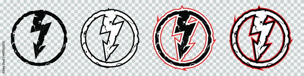 Thunderbolt symbol. Lightning icon. T-shirt print. Hand drawing ...