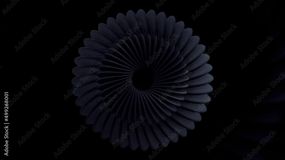 Hypnotic effect with flower moving on a black background. Motion ...