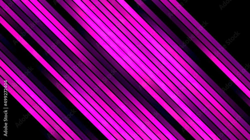 Bright purple lines. Motion. A black background on which lines shine in ...