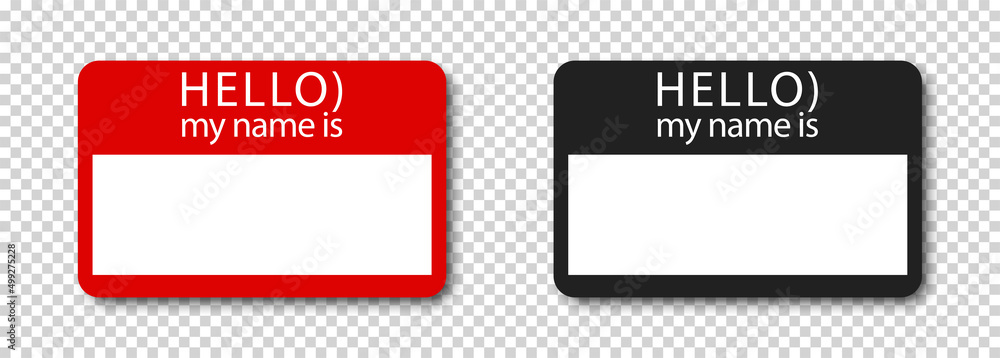 Red and black label sticker set - Hello, my name is. Vector EPS 10 ...
