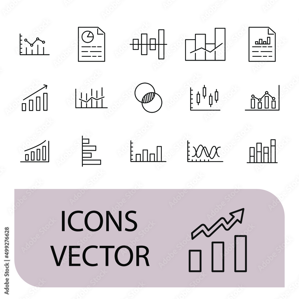 Charts and Diagrams icons set . Charts and Diagrams pack symbol vector ...