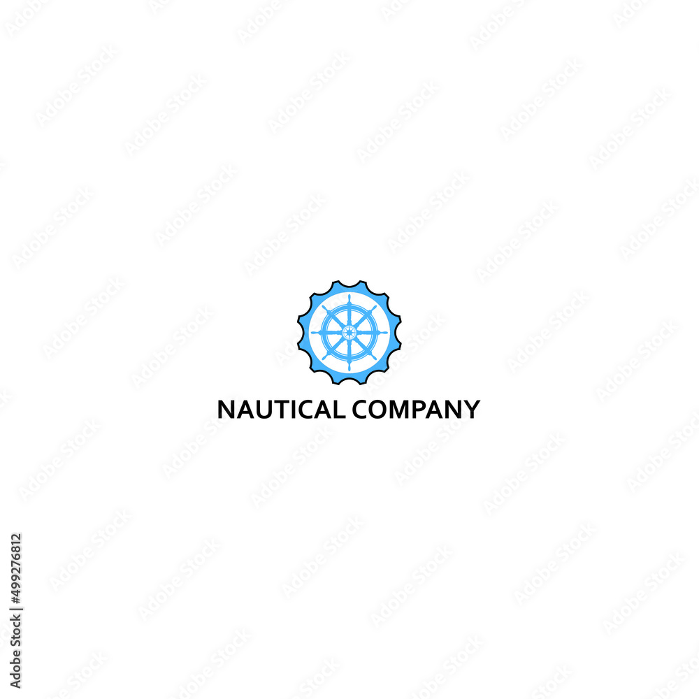 nautical maintenance service logo design inspired from blue ship wheel ...