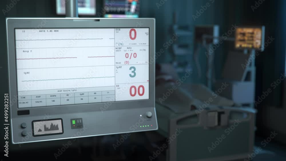Modern machine at the hospital is registering the heart rhythm of a ...