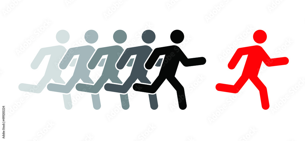 Pursuit of the leader run. be different. Runaway stickman. Running ...