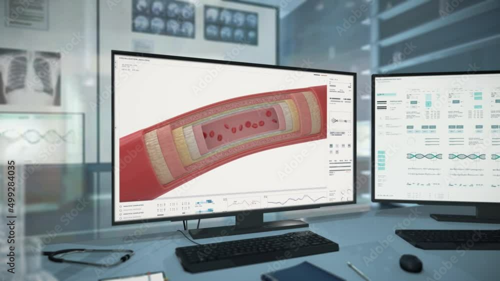 Anatomical Research Software Conducts Analysis Of Blood Cells In Artery ...