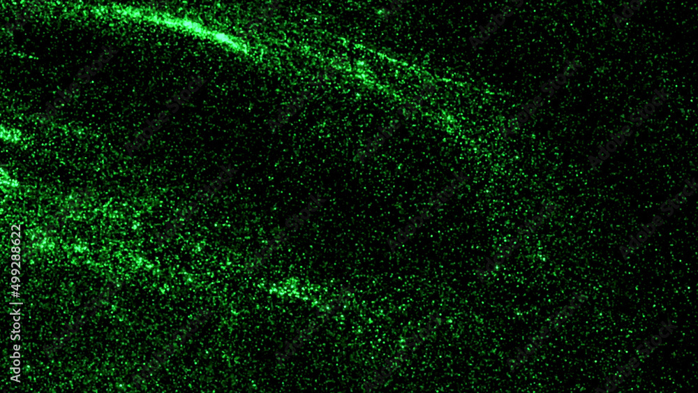 Black background with green glitter . Motion. The background on which ...