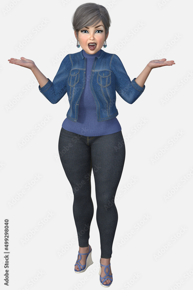 Beth is a middle-aged gray-haired professional woman. She is a 3D ...