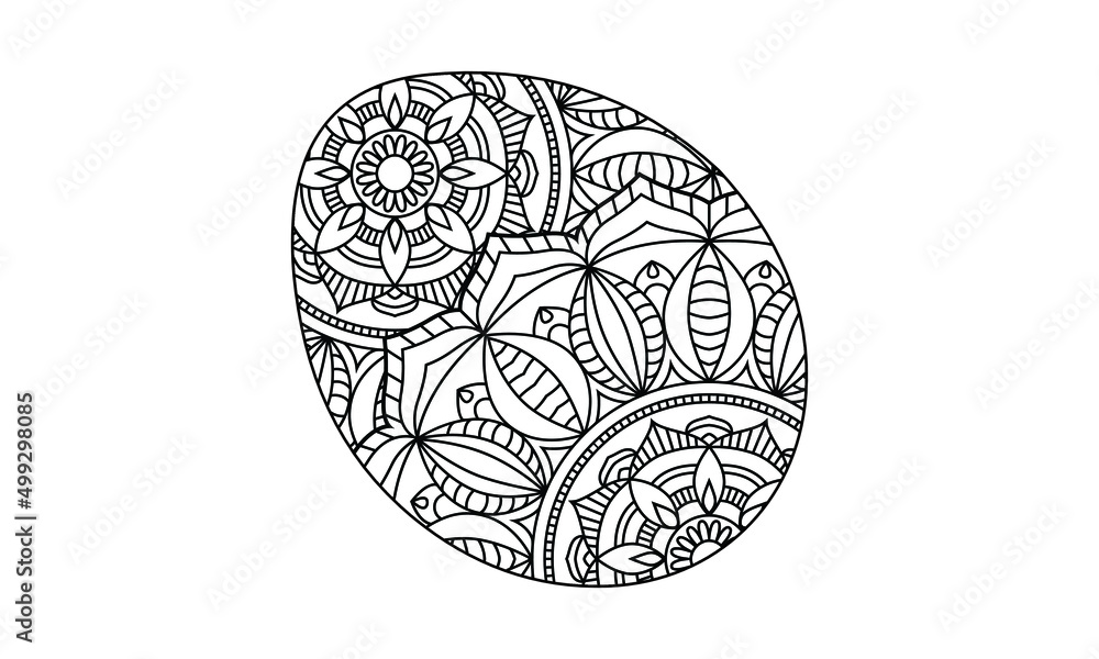 Happy Easter eggs with tribal ornament vector coloring page for adults ...
