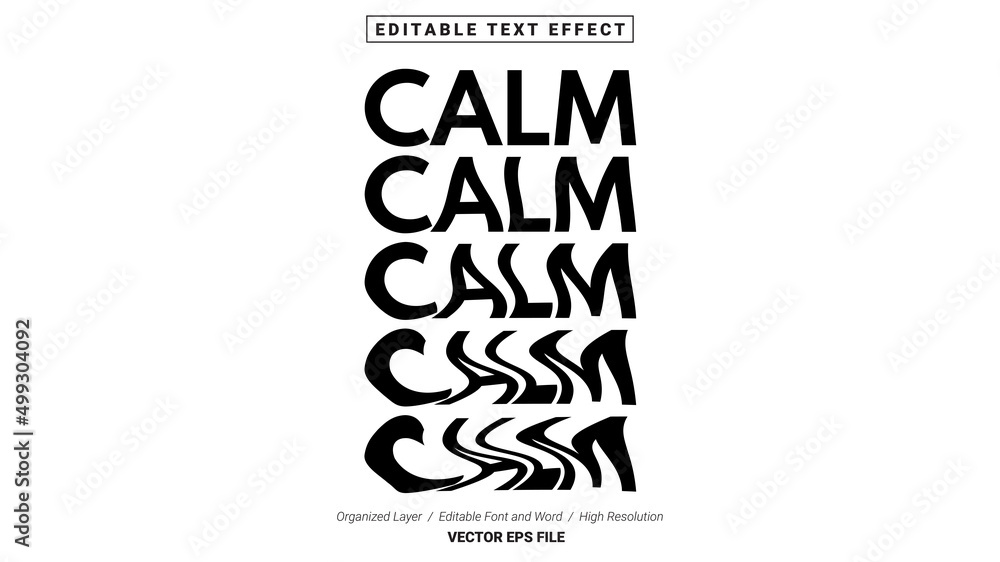 Editable Calm Font Typography Template Text Effect Style Lettering ...