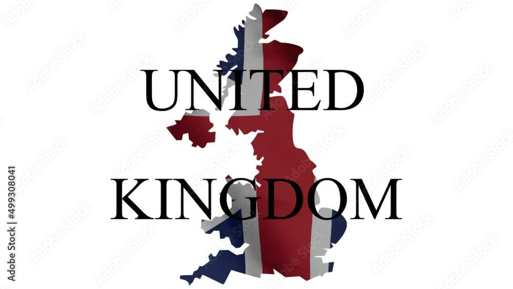 Map of United Kingdom in colors of UK flag isolated on white background ...