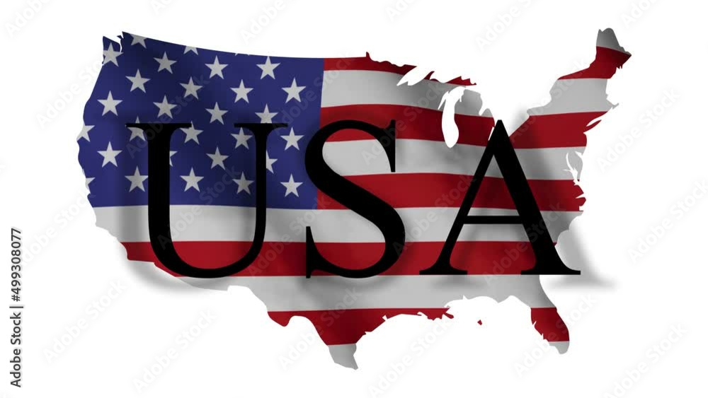 Map of United States of America in colors of USA flag isolated on white ...