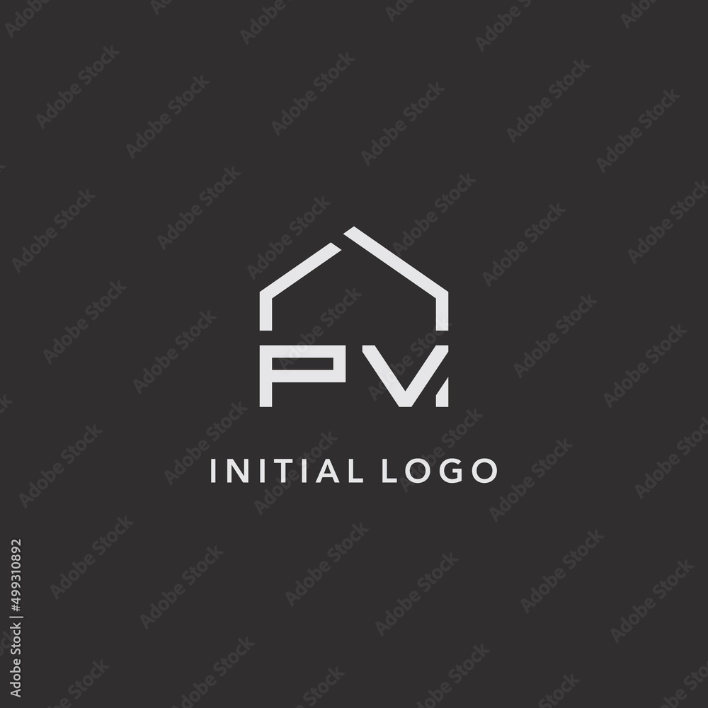 Initials PV roof real estate logo design Stock Vector | Adobe Stock