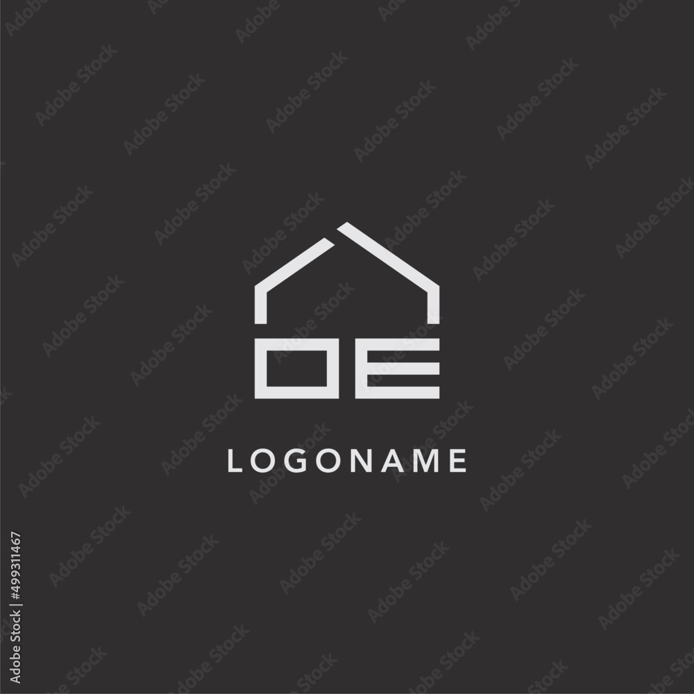 Initials OE roof real estate logo design Stock Vector | Adobe Stock
