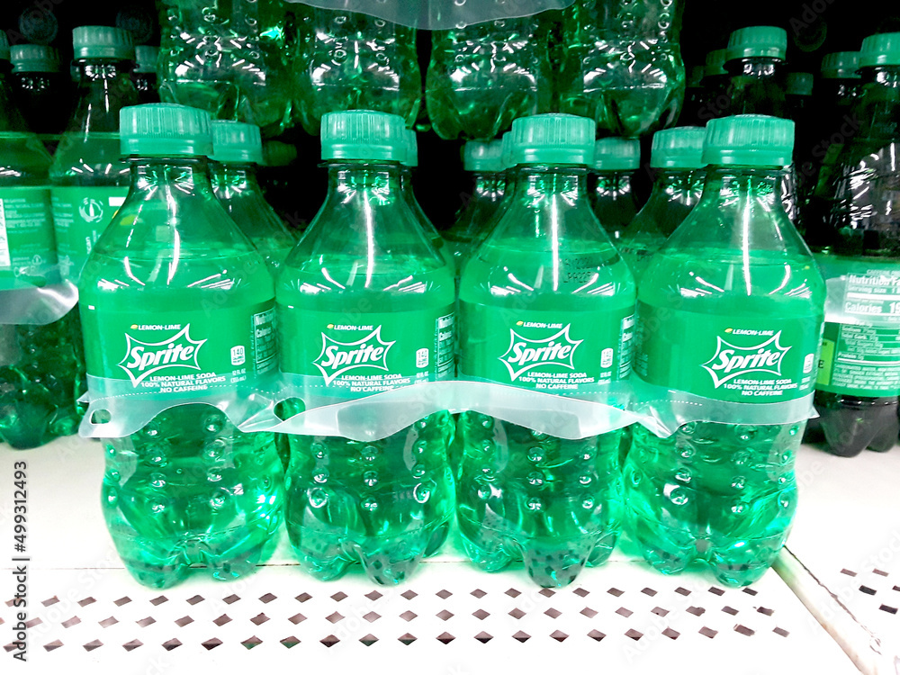 Sprite Soda on a Retail Shelf (Sprite is a lemon lime soft drink from ...