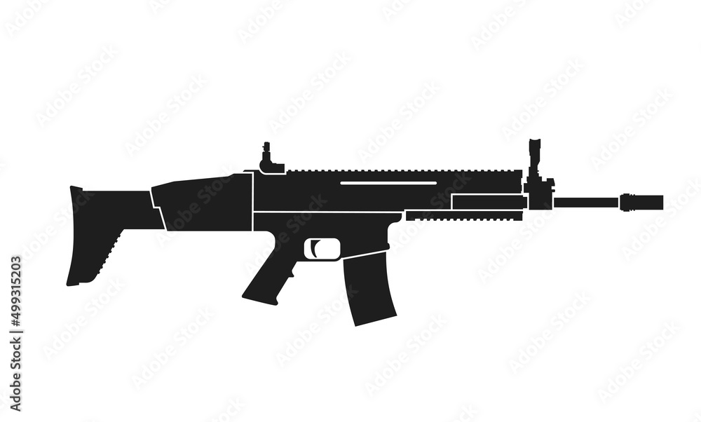 assault rifle fn herstal scar-l. weapon and gun icon. isolated vector ...