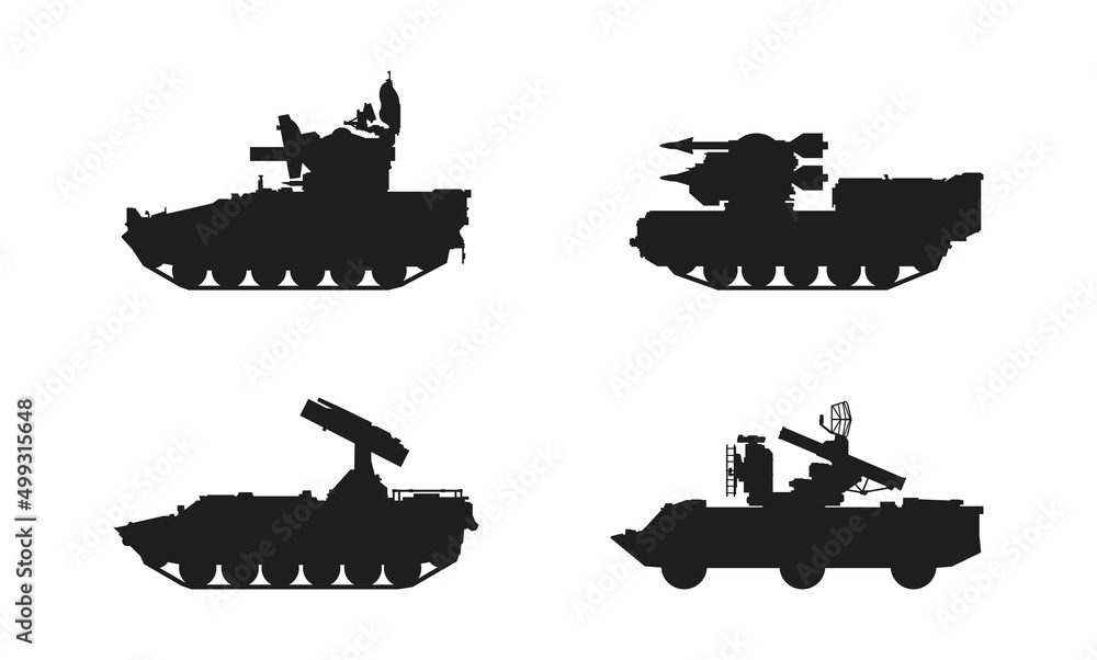 short range air defense missile system set. war and army symbol ...