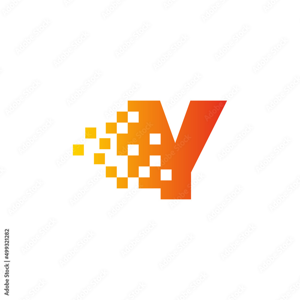 Colorful letter Y fast pixel dot logo. Pixel art with the letter Y ...