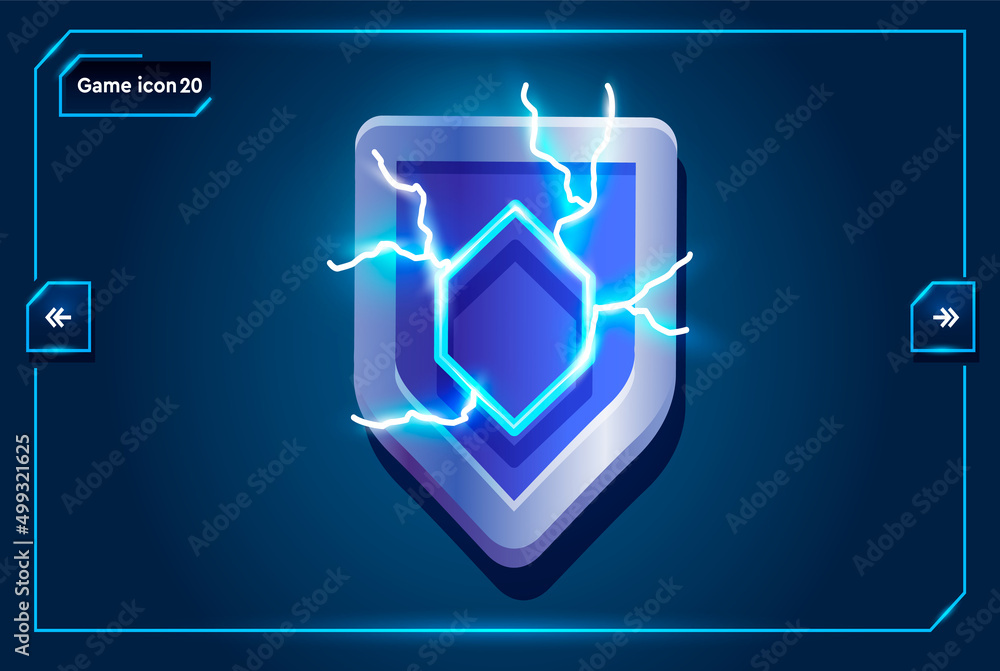 Space game icon. Shield icon for cosmic 2d games. Stock Vector | Adobe ...