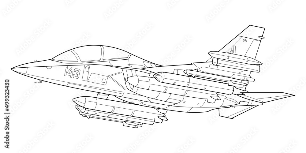 Adult military aircraft coloring page for book and drawing. Airplane ...