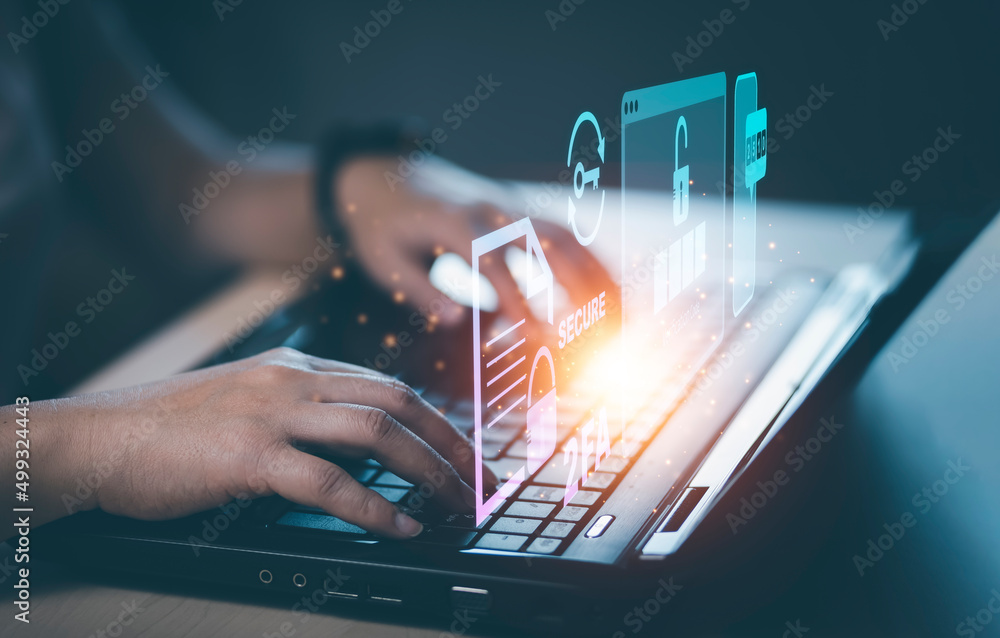Laptop And Online Of Cybersecurity Privacy Protect Data 2fa Internet