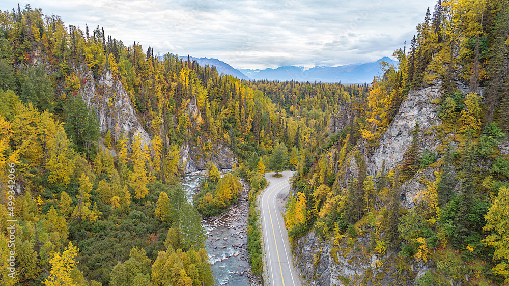 Aerial photo of Hatcher Pass, Alaska, in the Fall. Stock Photo | Adobe ...