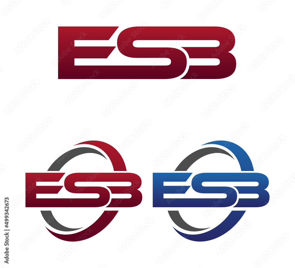 Modern 3 Letters Initial logo Vector Swoosh Red Blue ESB Stock Vector ...