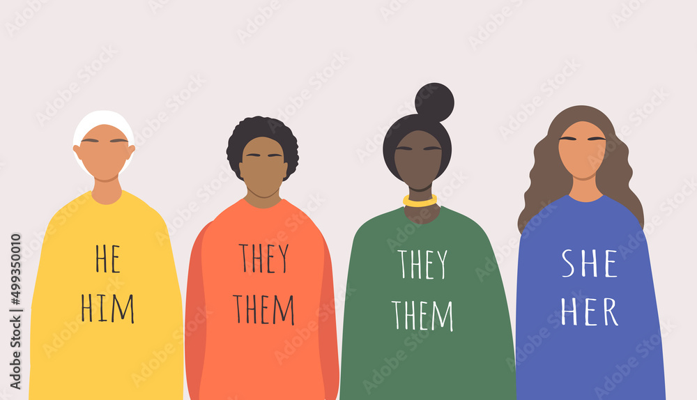 vector illustration on the theme of gender diversity, people with non ...