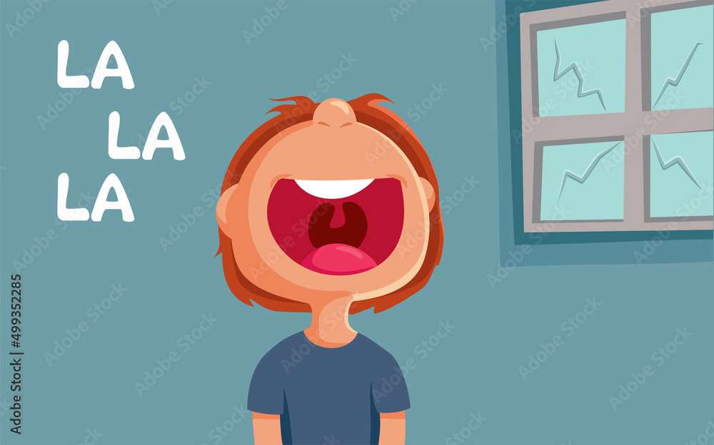 Funny Bad Singer Breaking a Window Vector Cartoon Illustration Stock ...