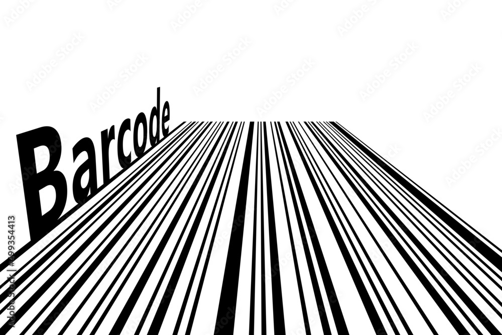 Barcode abstract art design in black and white colors with a 3D ...