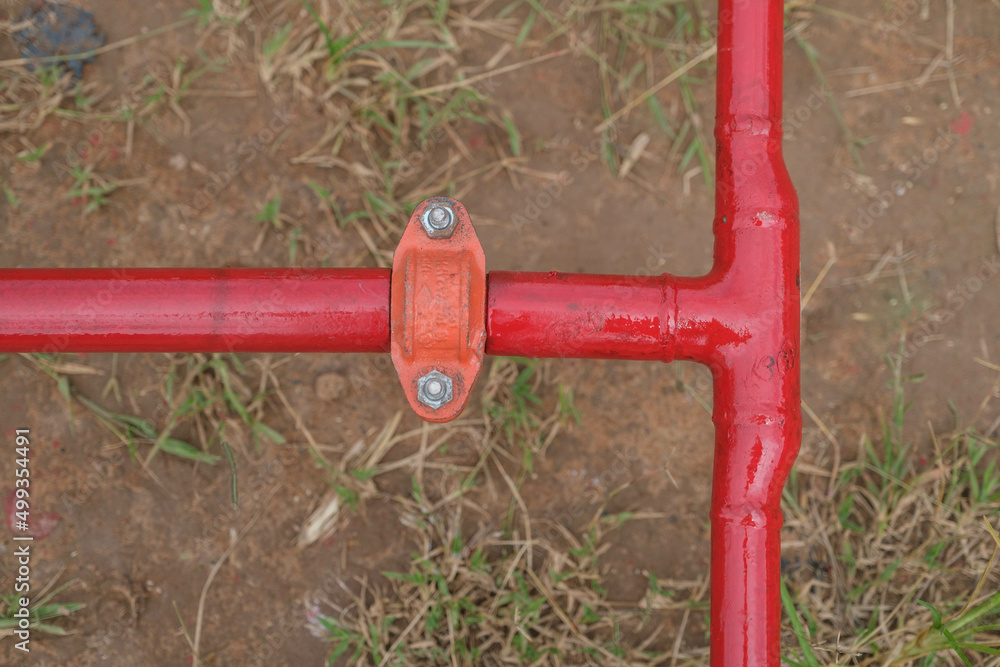 Install fire sprinkler system. In the industrial plant, pipe assembly ...