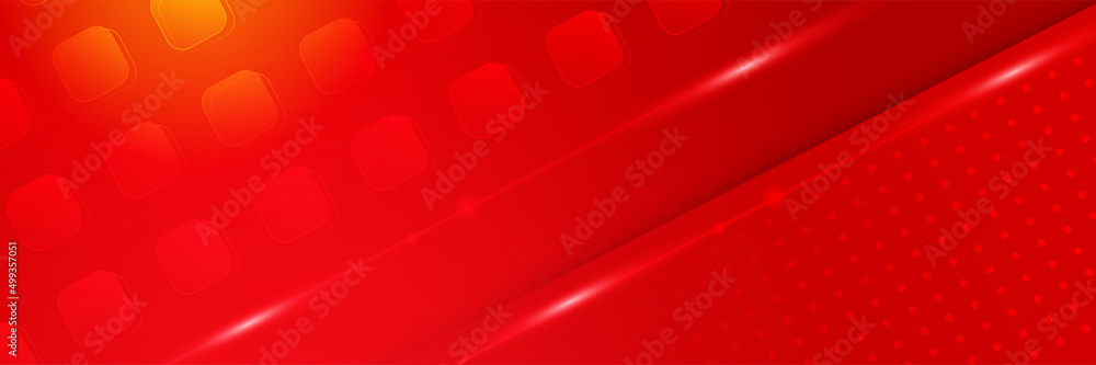 Abstract red futuristic technology network science AI hi tech banner ...