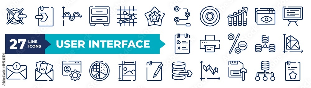 set of thin line user interface icons. outline icons such as footprints direction sketch, boxed ...