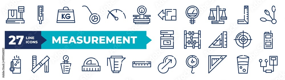 Vecteur Stock set of thin line measurement icons. outline icons such as ...