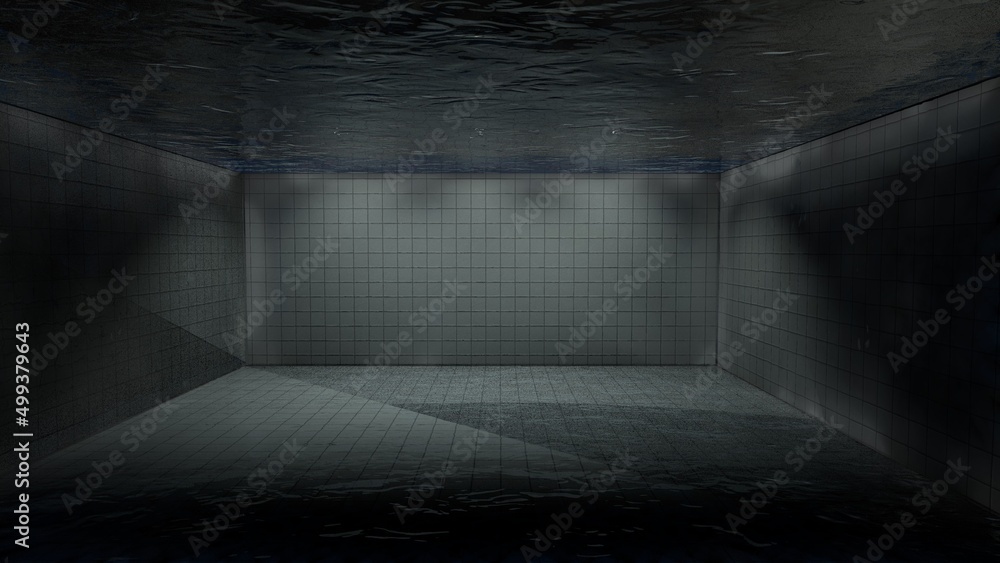 liminal space white tile room Stock Illustration | Adobe Stock