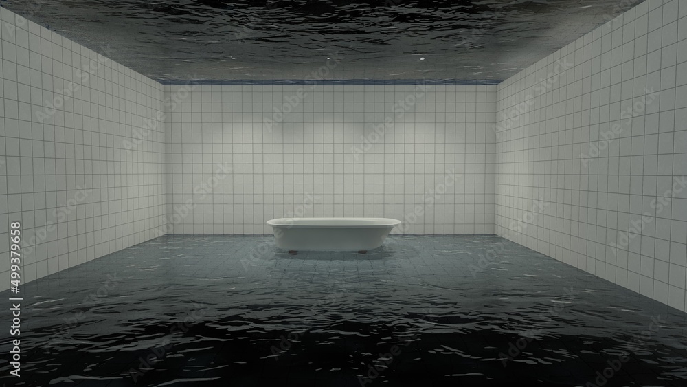 liminal space white tile room Stock Illustration | Adobe Stock