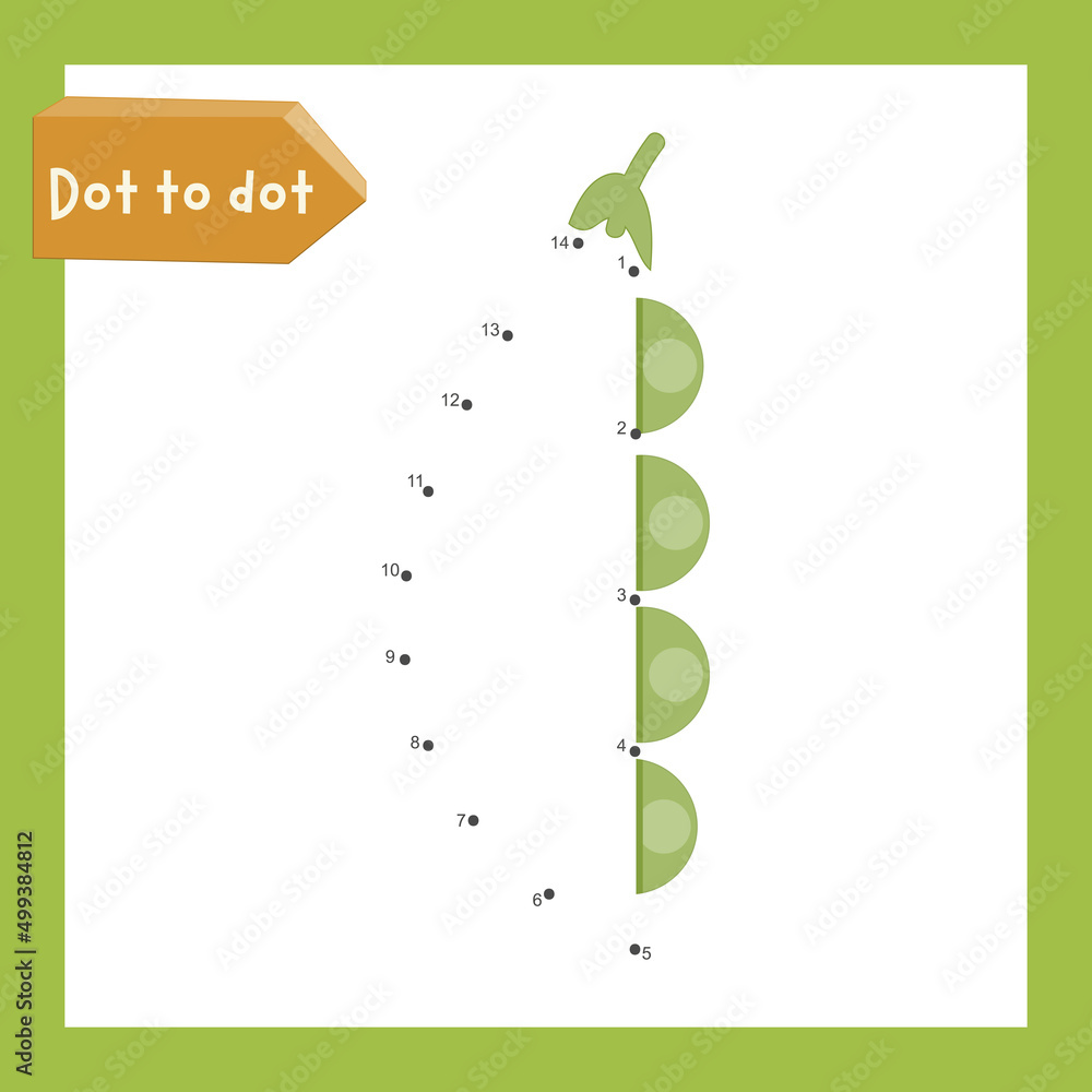 Farm activities for kids. Dot to dot game – green peas in pod. Numbers ...
