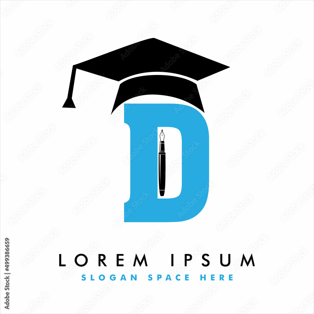 Initial Letter D With Graduation Cap Logo. Education Logo, Pen Logo ...