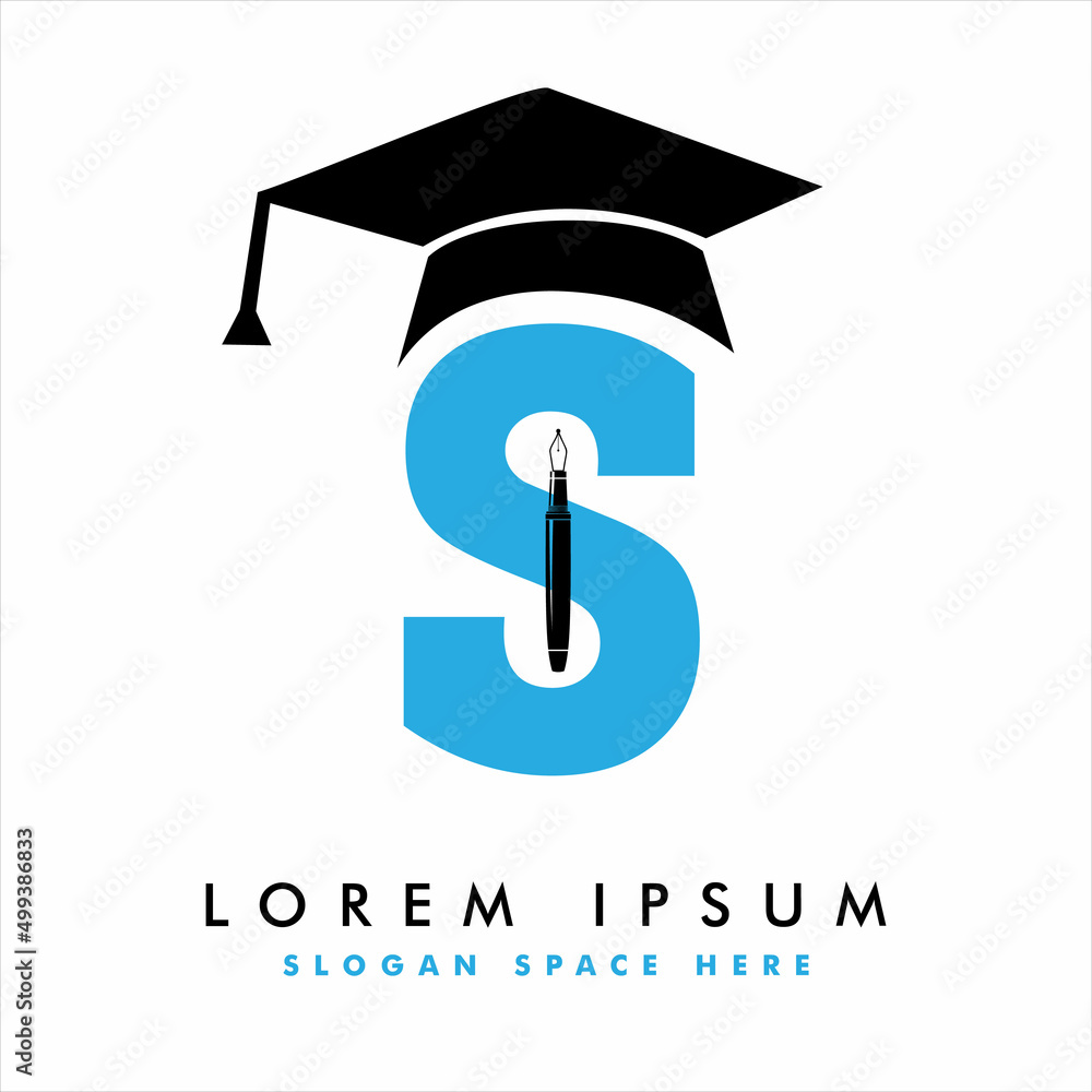 Initial Letter S With Graduation Cap Logo. Education Logo, Pen Logo ...