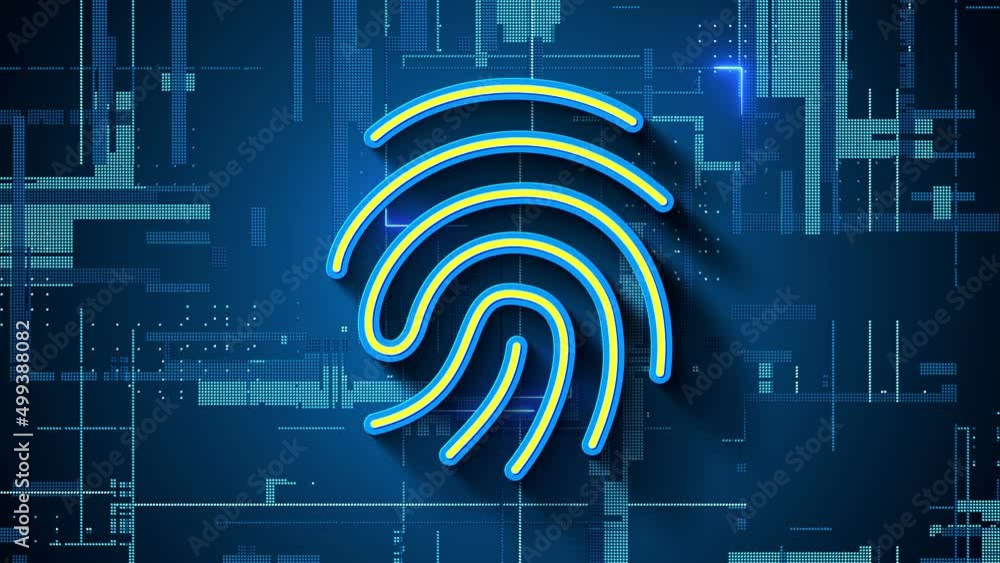 Biometric fingerprint sensor symbol for identity verification with ...