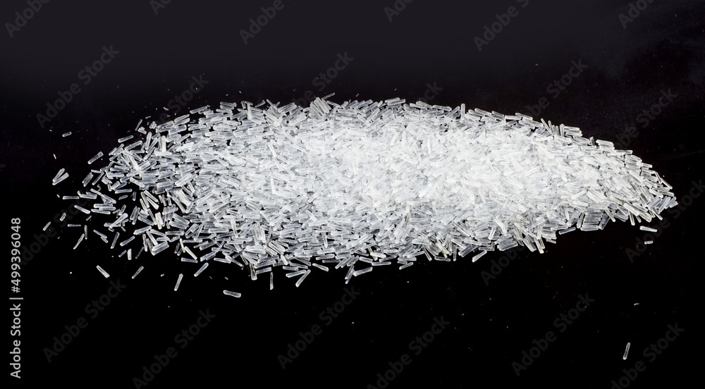 Pile of Monosodium glutamate on black background .Glutamic acid ...