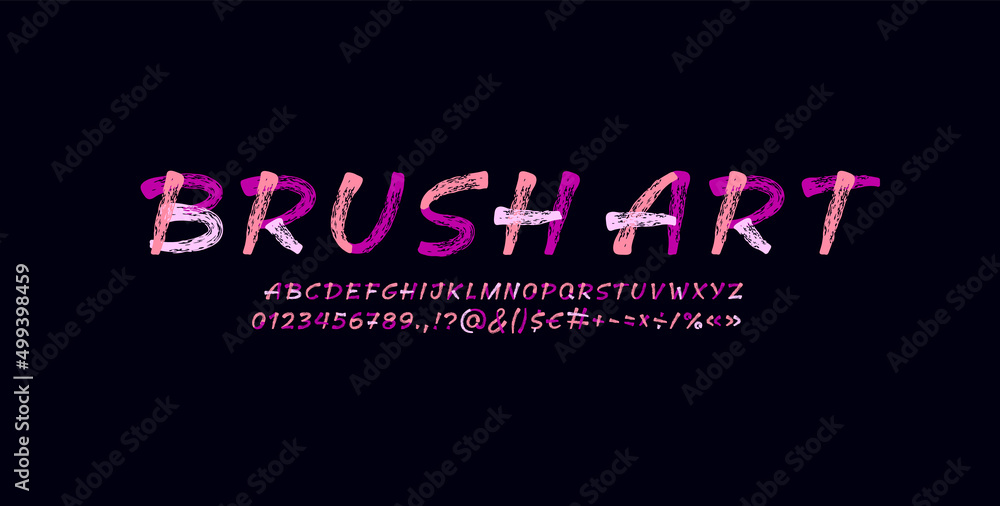 Brush handwritten font, rough alphabet, calligraphy cursive typeface in ...