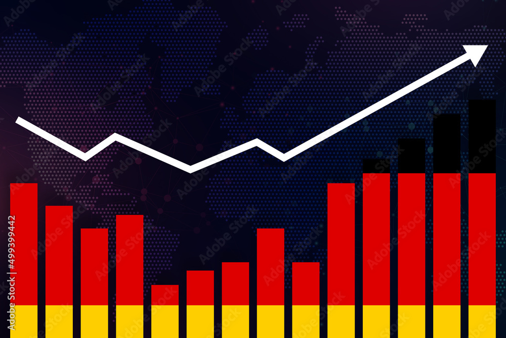 Germany bar chart graph with ups and downs, increasing values, Germany ...