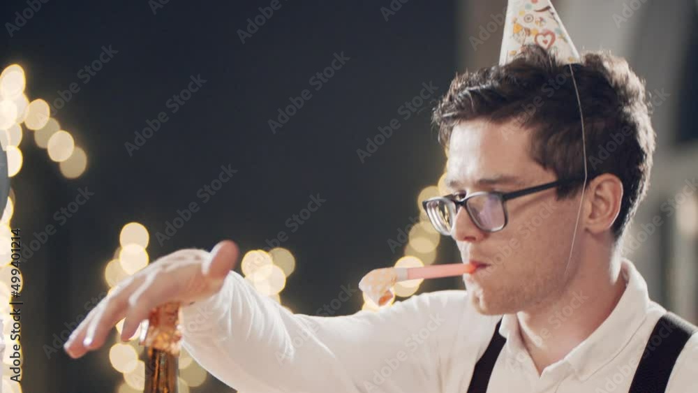 Stockvideo Portrait of upset and sad man sitting alone at table after ...