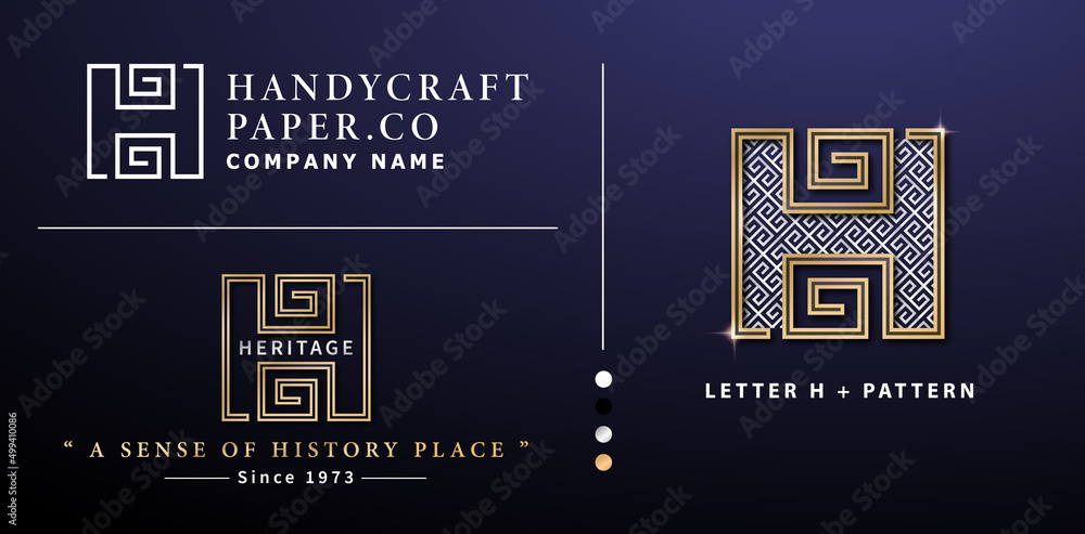 Letter H logotype and ancient pattern of Heritage symbol, applicable ...
