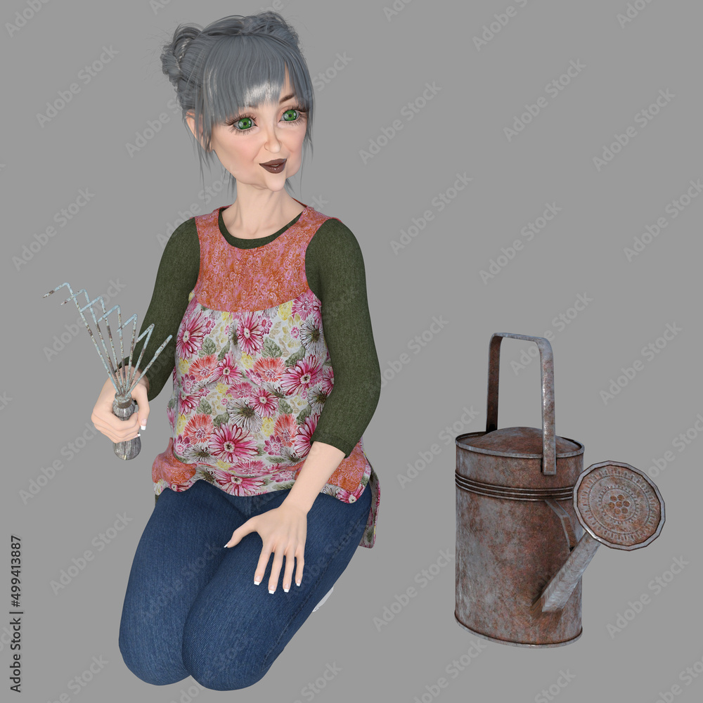 Dorothy is a beautiful older gray-haired woman standing on an isolated ...