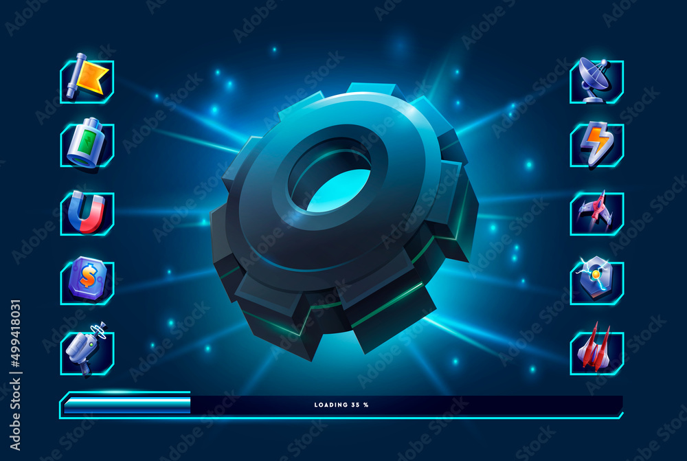 Gear icon for 2d game and Space game icon set. Vector illustration ...