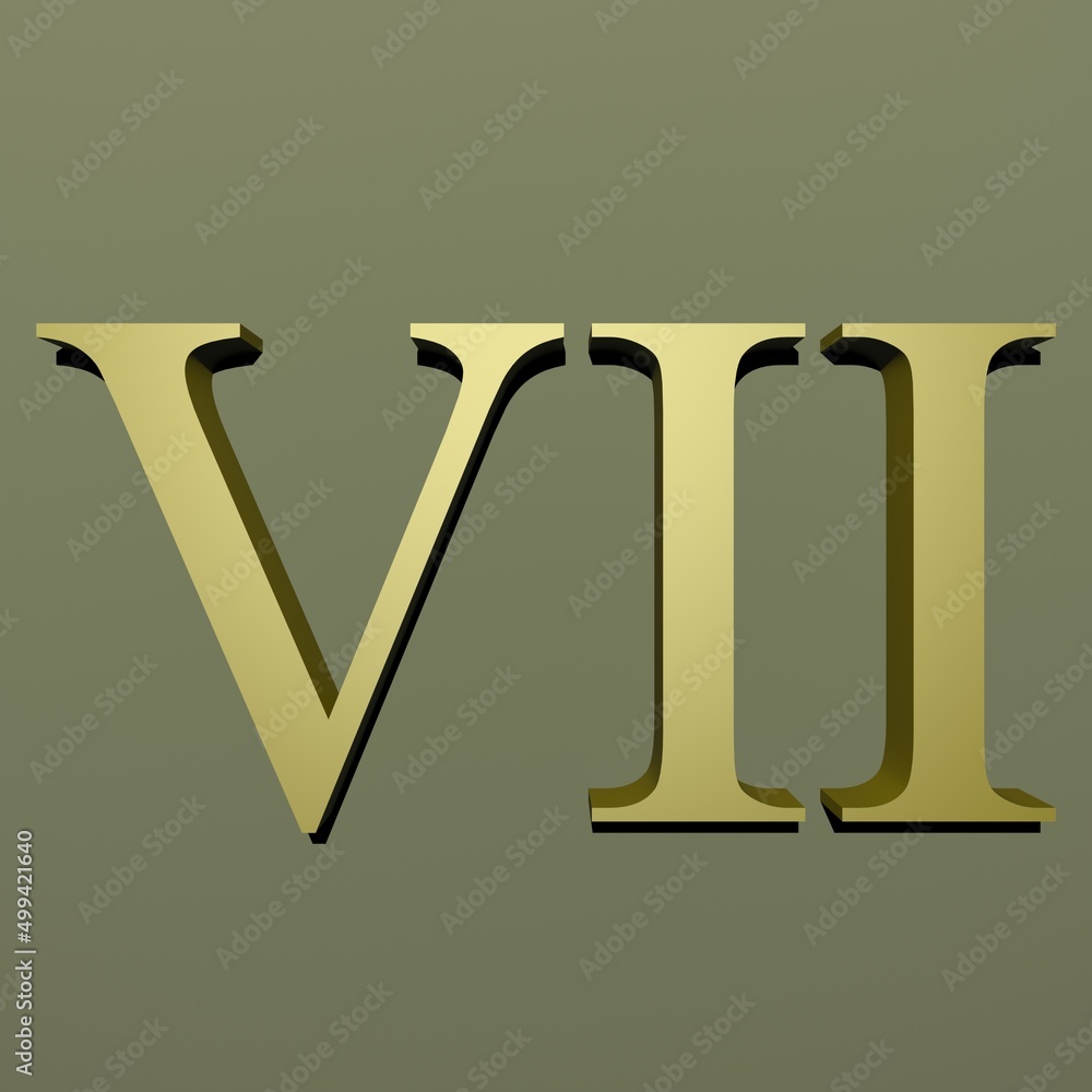Roman numerals. Roman numeral 7. Seven Roman. 3D render illustration ...