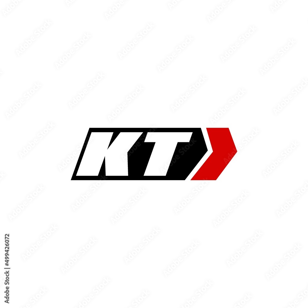 Initial letter KT logo with right arrow logo design Stock Vector ...