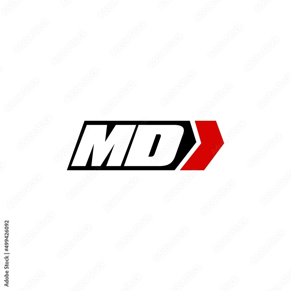 Initial letter MD logo with right arrow logo design Stock Vector ...