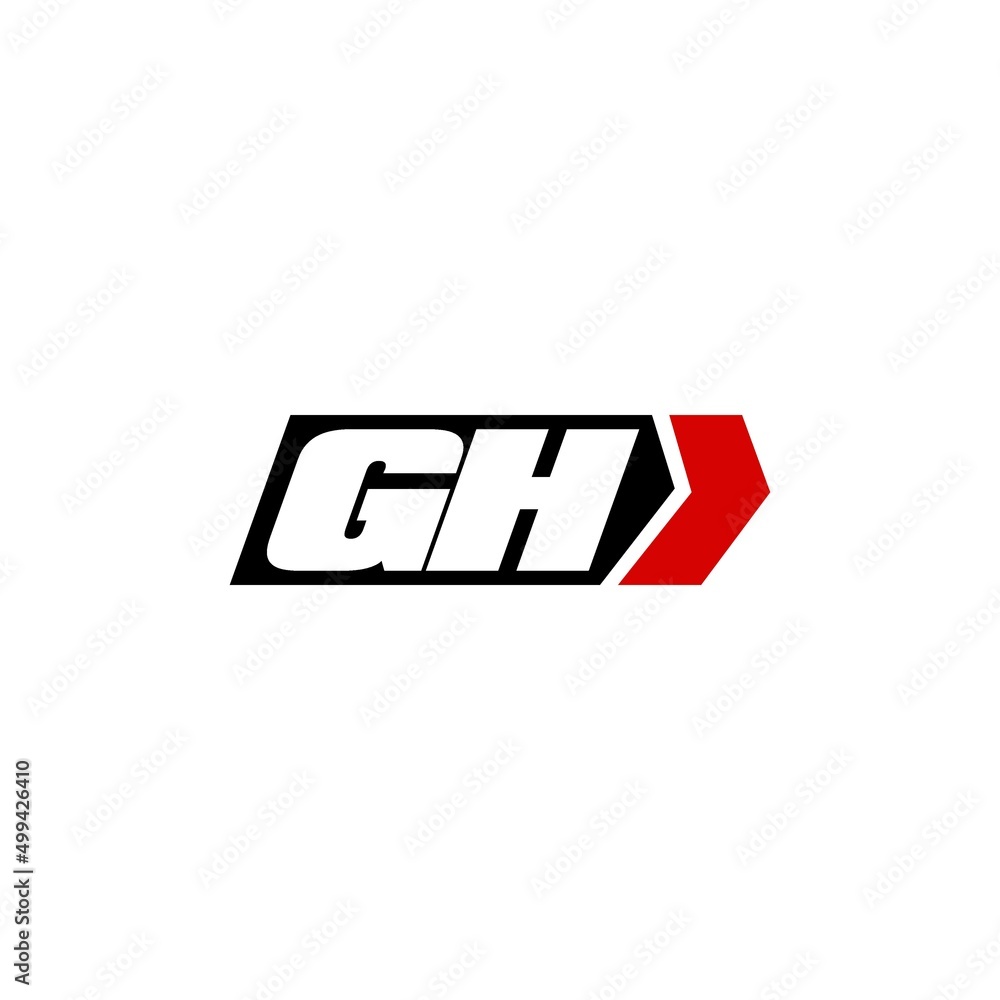 Initial letter GH logo with right arrow logo design Stock Vector ...
